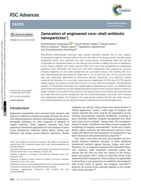 Pdf Generation Of Engineered Core Shell Antibiotic Nanoparticles