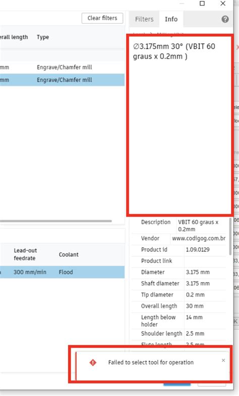 failed to select tool for operation when selecting a tool in fusion