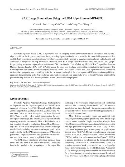 pdf sar image simulations using the lbm algorithm on mpi gpu