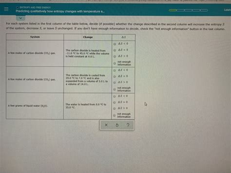 Solved ENTROPY AND FREE DERGY Predicting Qualitatively How Chegg
