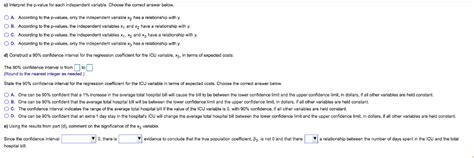 Solved A Hospital Would Like To Develop A Regression Model