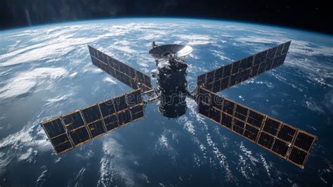 Satellite Spacecraft Orbiting Earth For Telemetry And Gps Signal Transmission In Real Time