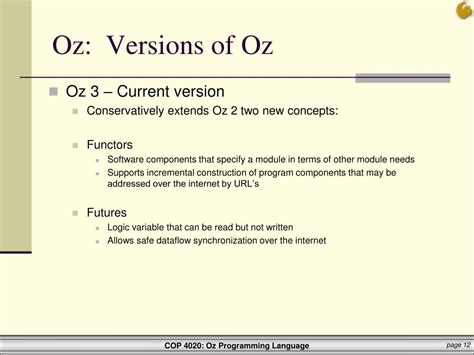 Ppt Cop 4020 Oz Programming Language Presentation Powerpoint