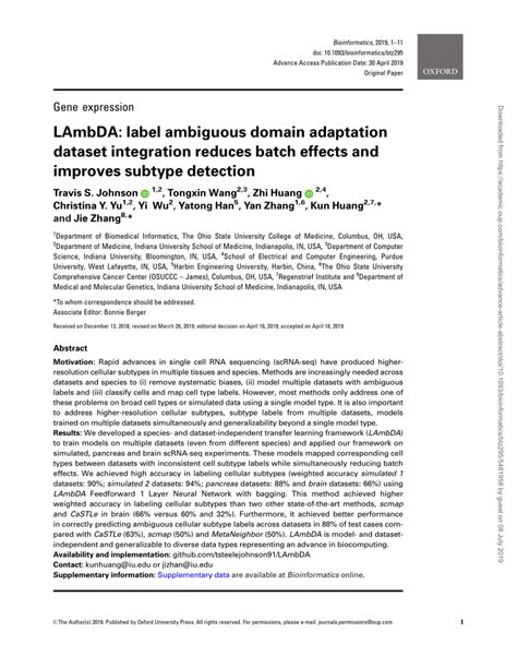 Pdf Lambda Label Ambiguous Domain Adaptation Dataset Integration Reduces Batch Effects And