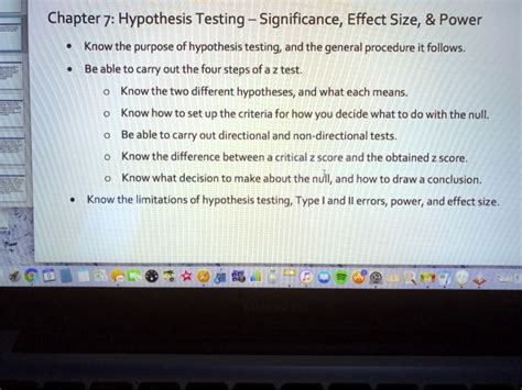 Solved Text Chapter 7 Hypothesis Testing Significance Effect Size