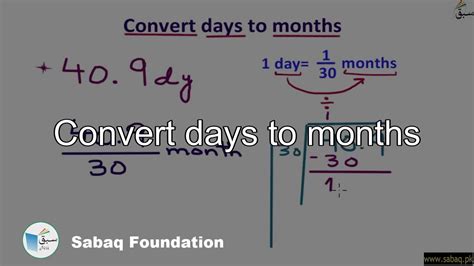Convert Days To Months Math Lecture Sabaqpk Youtube