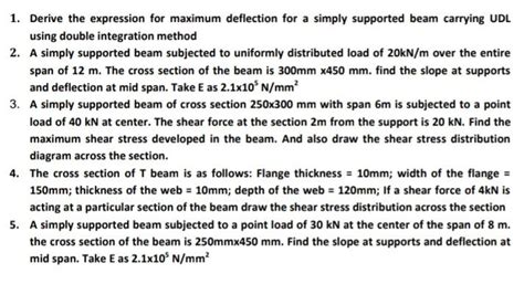Solved Derive The Expression For Maximum Deflection For A Chegg