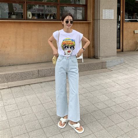 아이스 연청 진청 뒷밴딩 와이드 데님 팬츠