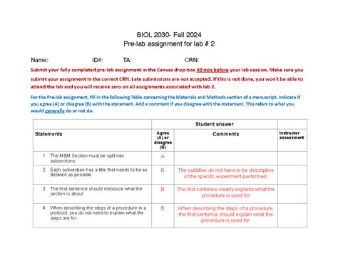 Biol 2030 Lab 2 Pre Lab Assignment F2024 New Biol 2030 Fall 2024