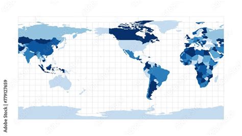 World Map Equirectangular Plate Carree Projection Loopable Rotating