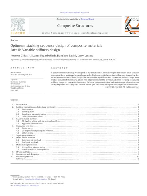 Pdf Optimum Stacking Sequence Design Of Composite Materials Part Ii Variable Stiffness Design