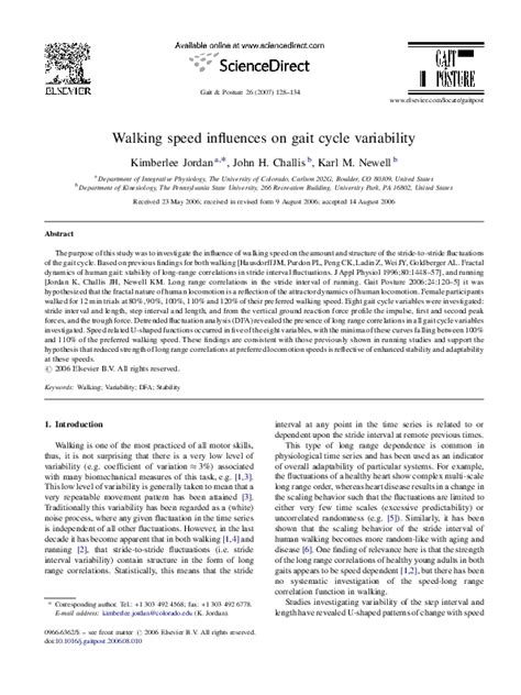 Pdf Walking Speed Influences On Gait Cycle Variability