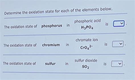 Solved Determine The Oxidation State For Each Of The Chegg Com