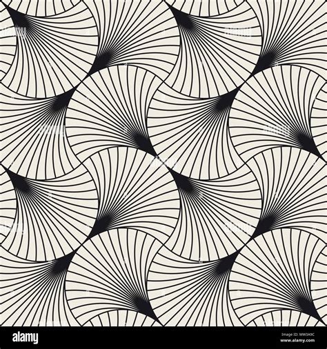 Vector Seamless Vintage Pattern Of Overlapping Arcs In Art Deco Style
