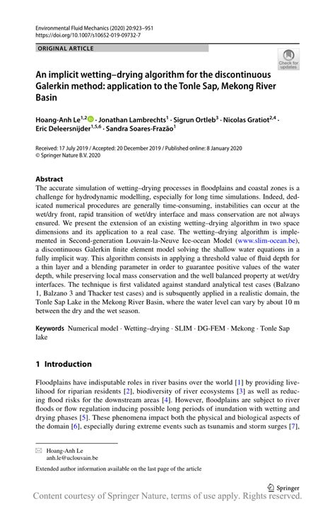 An Implicit Wettingdrying Algorithm For The Discontinuous Galerkin