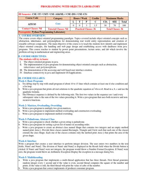 Programming With Objects Lab Manual Pdf Computer File Programming