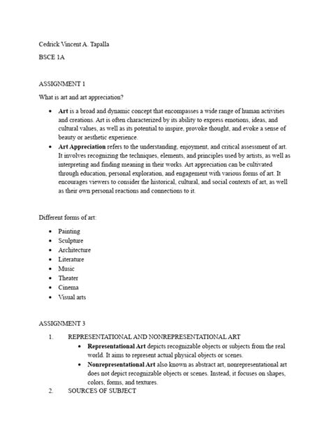 Assignment 1and3 Pdf Representation Arts Abstract Art