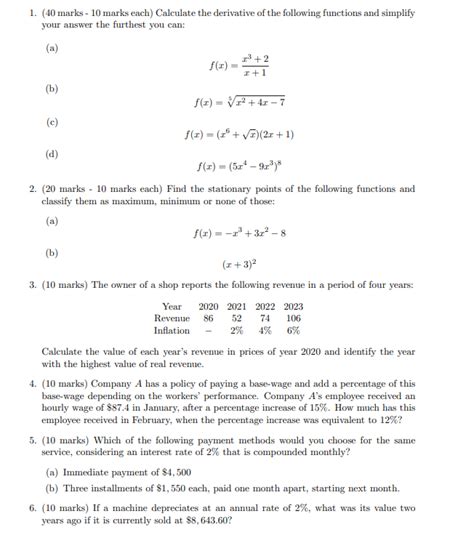 solved 1 40 marks 10 marks each calculate the