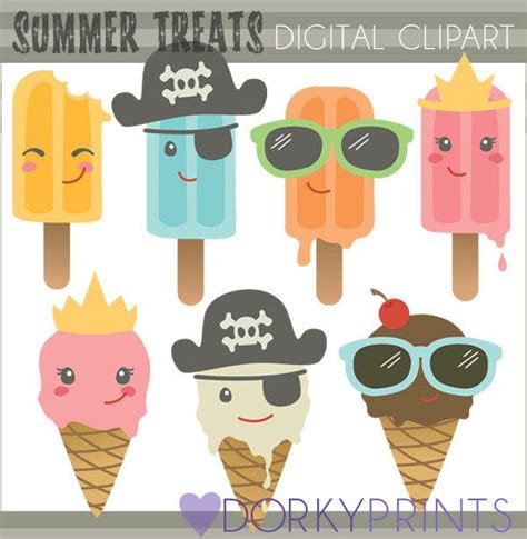 A Fun And Colorful Clipart Set Featuring Summer Treats Like Ice Creams