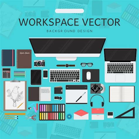 Premium Vector Workspace Set Vector Design