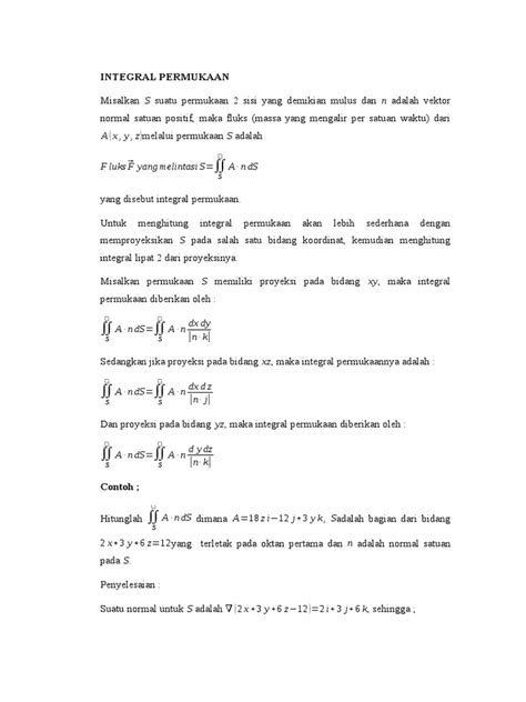 Surface Integral Calculation Pdf