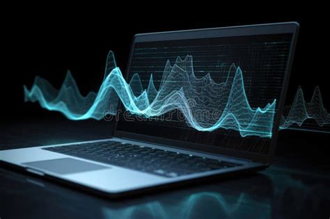 Digital Data Processing Over Laptop Screen Created Using Generative Ai Technology Stock