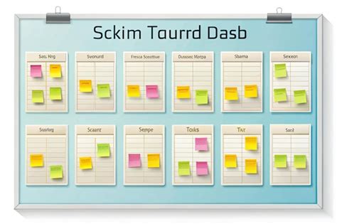 White Scrum Board Covered With Tasks On Sticky Notes And Cards Premium AI Generated Image