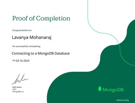 Lavanya Mohanaraj On Linkedin Mongodb Databasemanagement Certifiedprofessional