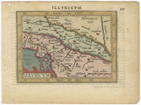 Antique Miniature Map Of The Roman Province Of Illyricum Dalmatia For