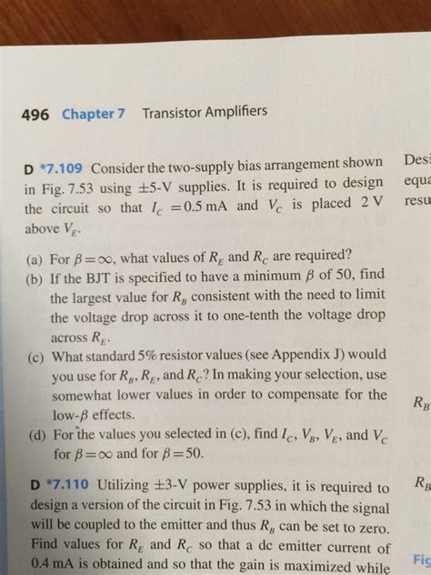 Solved Consider The Two Supply Bias Arrangement Shown In Chegg Com