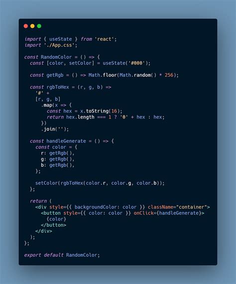 how to create a random hex colour generator in react by germa