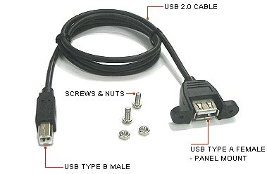 FRONTX Panel Mount USB 2 0 Bulkhead USB A Female To B Male
