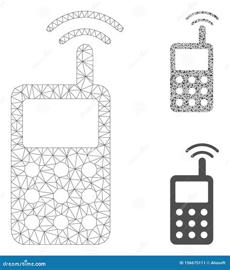 Radio Transmitter Signal Vector Mesh Network Model And Triangle Mosaic Icon Stock Vector