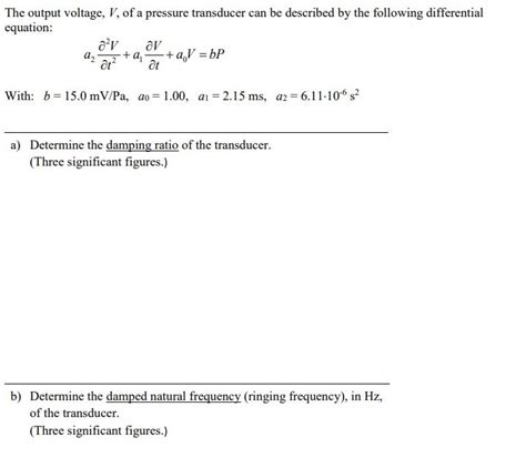 Solved The Output Voltage V Of A Pressure Transducer Can Chegg