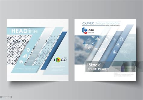 비즈니스 템플릿 평방 브로셔 잡지 전단지 책자 보고 커버 전단지 플랫 스타일 레이아웃 파란색 Rhombuses 추상적인 디자인