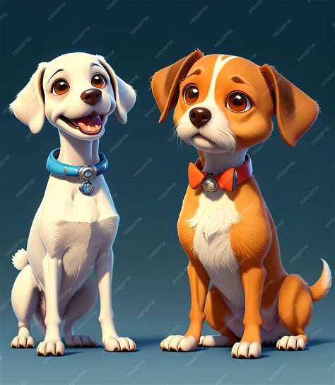 Dibujos Animados De Dos Perros Foto Premium