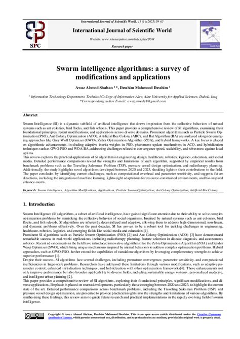 Pdf Swarm Intelligence Algorithms A Survey Of Modifications And