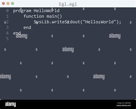 Egl Language Hello World Program Sample In Editor Window Illustration