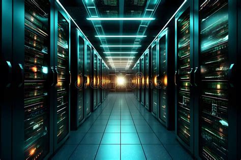 Hi Tech Data Center Server Room Supercomputer Database Network Server Telecommunication