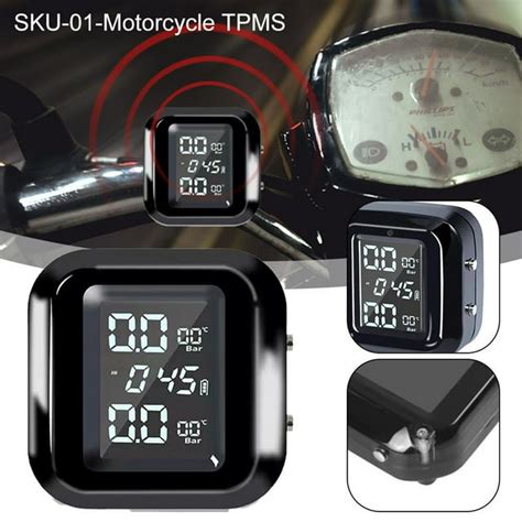Motorcycle Tpms Lcd Wireless Tyre Temperature Tire Pressure Monitor Alarm System