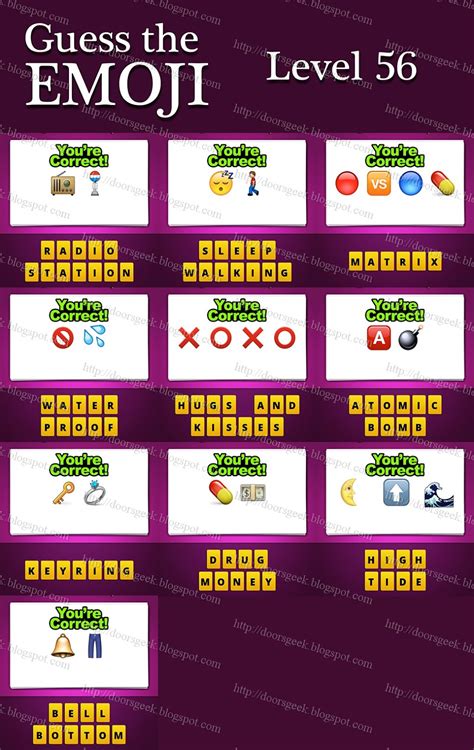 Guess The Emoji Level 56 Answers And Cheats Doors Geek