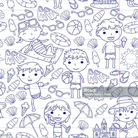 어린 아이 들 놀이 여름 캠프 해변 휴가입니다 유치원 및 취학 전 아이 재생 배우고 함께 성장 해변 모래 성 선글라스 아이스크림