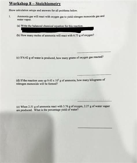 solved how calculation setups and answers for all problems
