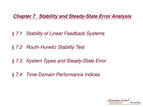 PPT Chapter Stability And Steady State Error Analysis PowerPoint Presentation ID