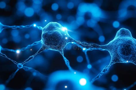 A Close Up Of Two Neurons In A Blue Background Stock Illustration Illustration Of Transport