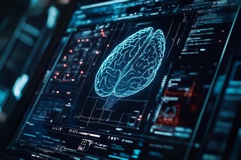 Digital Brain Scan Screen Animation Analyzing Cerebral Data And