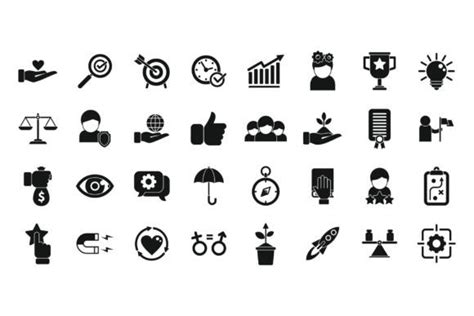 Core Values Icons Set Simple Vector Graphic By Anatolir56 · Creative Fabrica