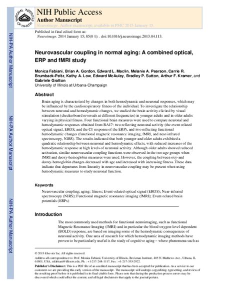 Pdf Neurovascular Coupling In Normal Aging A Combined Optical Erp