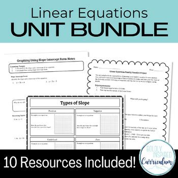 Writing And Graphing Linear Equations Activity Bundle TPT