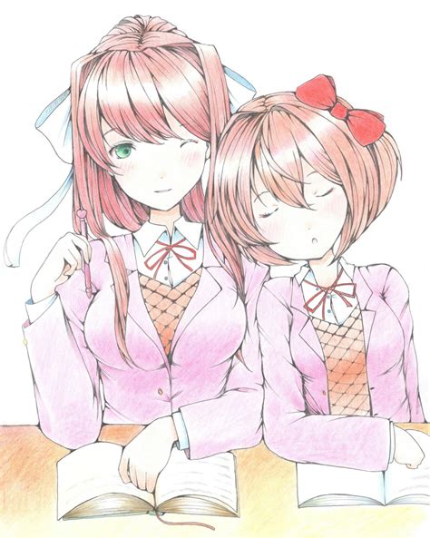 Monika And Sayori Doki Doki Literature Club Drawn By Userdudm5433